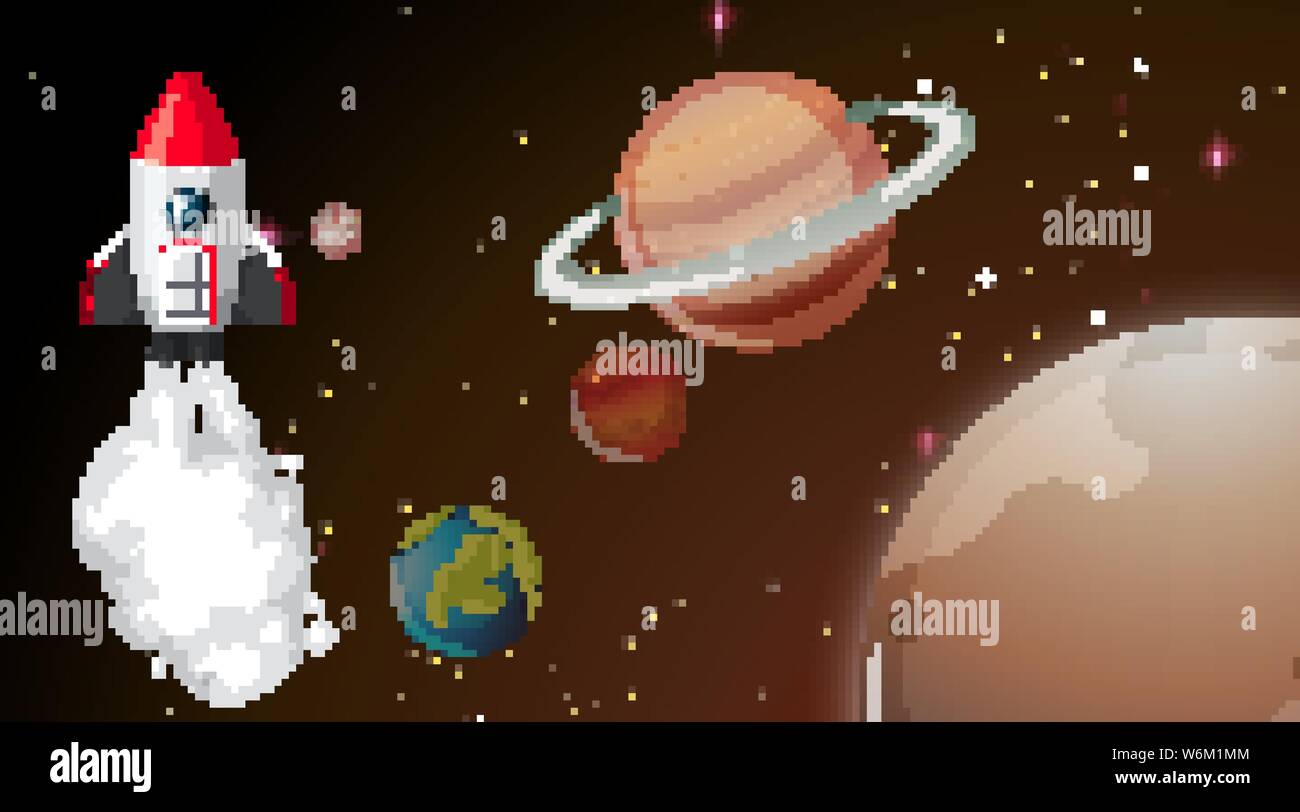 Rocket in space scene illustration Stock Vector Image & Art - Alamy