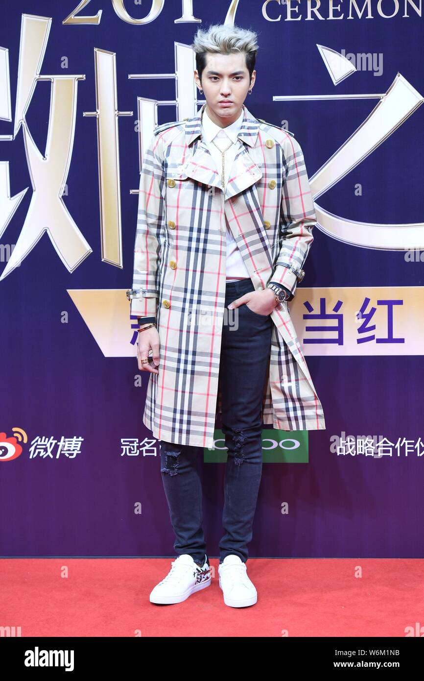 Chinese singer and actor Kris Wu or Wu Yifan arrives on the red carpet ...