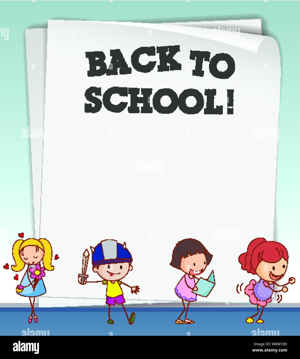 Back to school template with children illustration Stock Vector Image ...