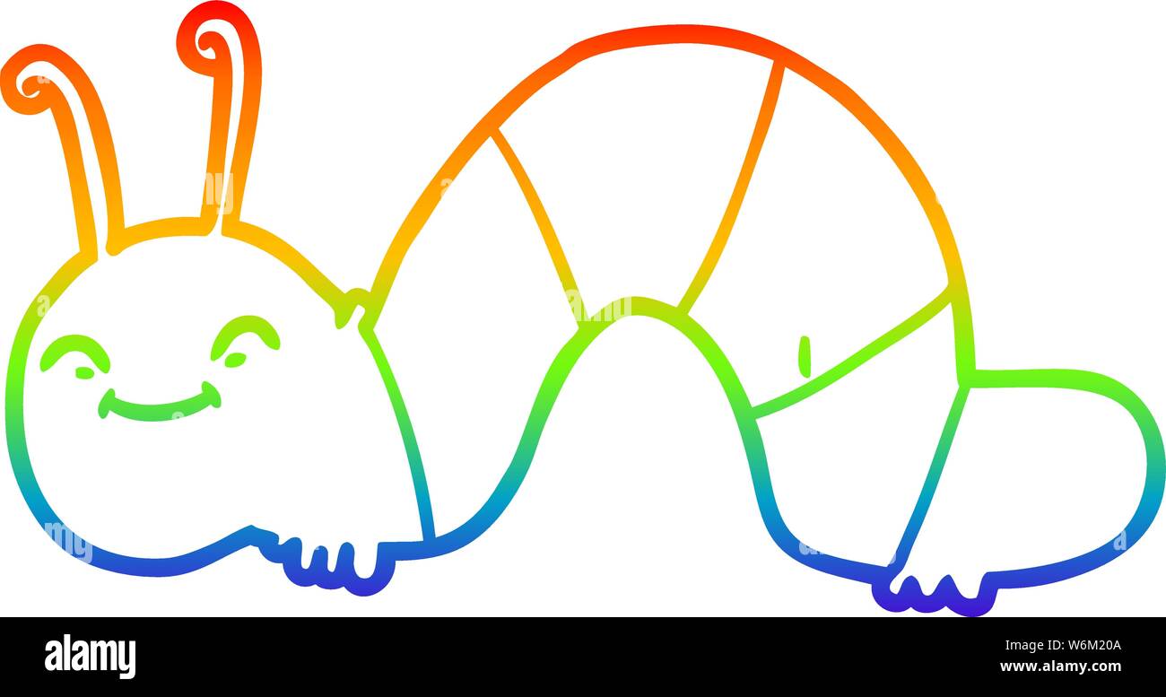 rainbow gradient line drawing of a cartoon happy bug Stock Vector Image ...