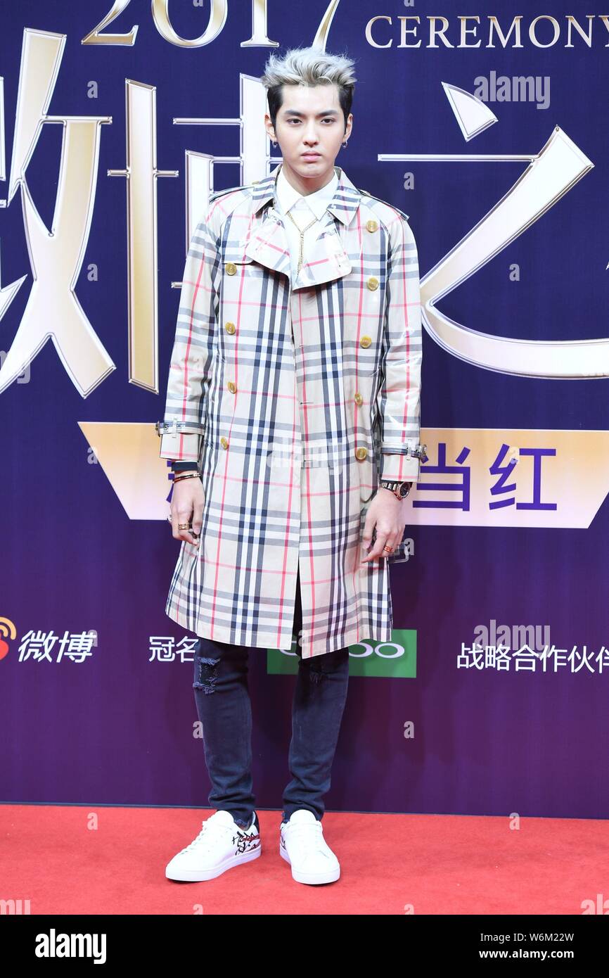Chinese singer and actor Kris Wu or Wu Yifan arrives on the red carpet ...