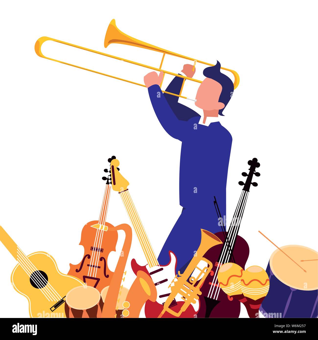 musician man playing instruments music vector illustration Stock Vector ...