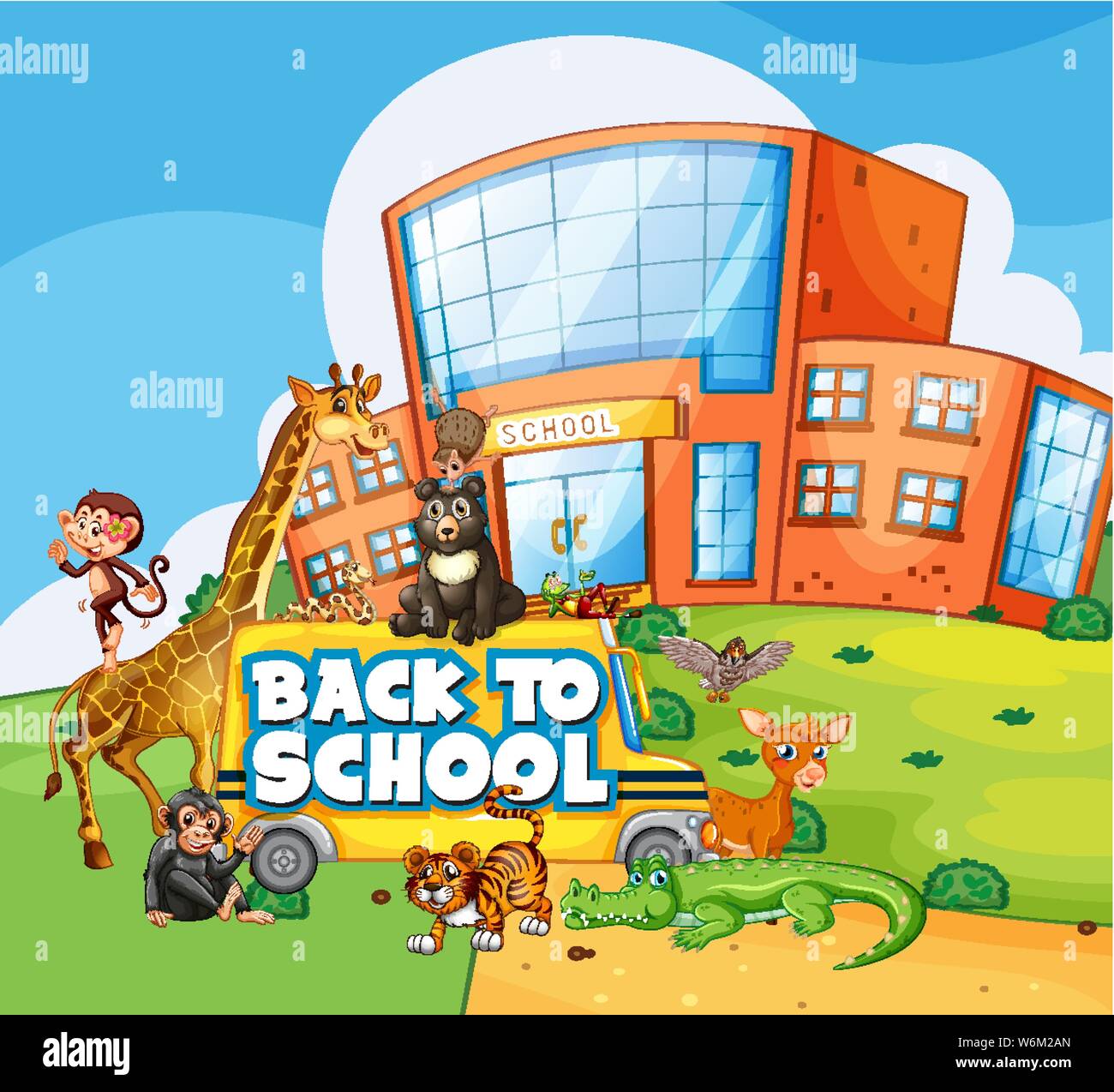 Back to school template with animals illustration Stock Vector Image ...