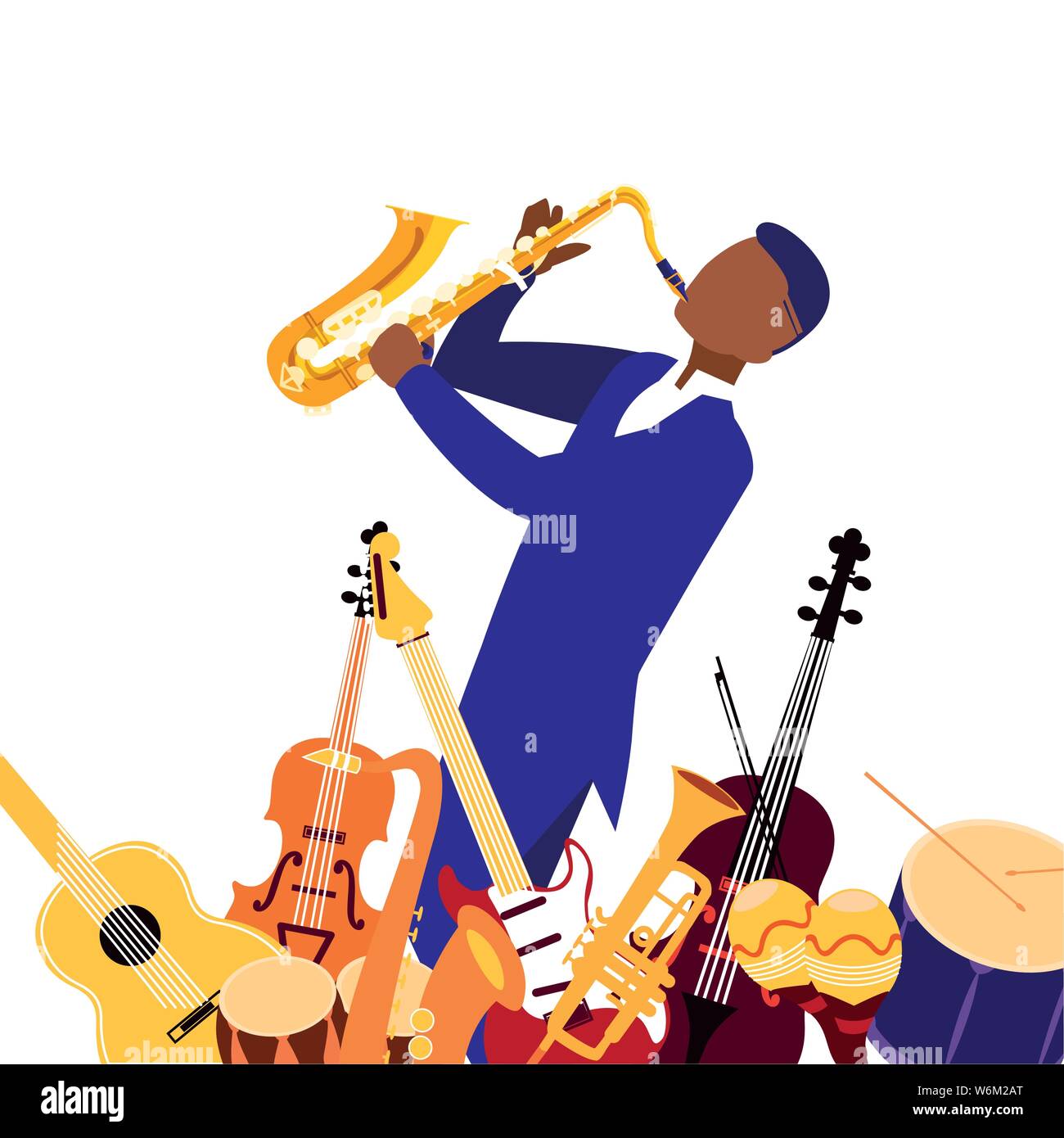 musician man playing instruments music vector illustration Stock Vector ...