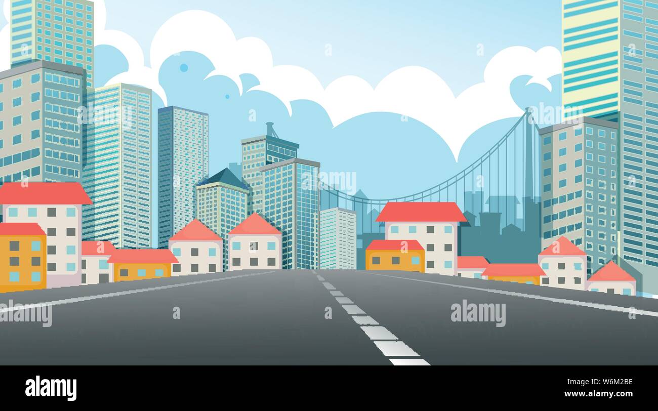 Street view city scene illustration Stock Vector Image & Art - Alamy