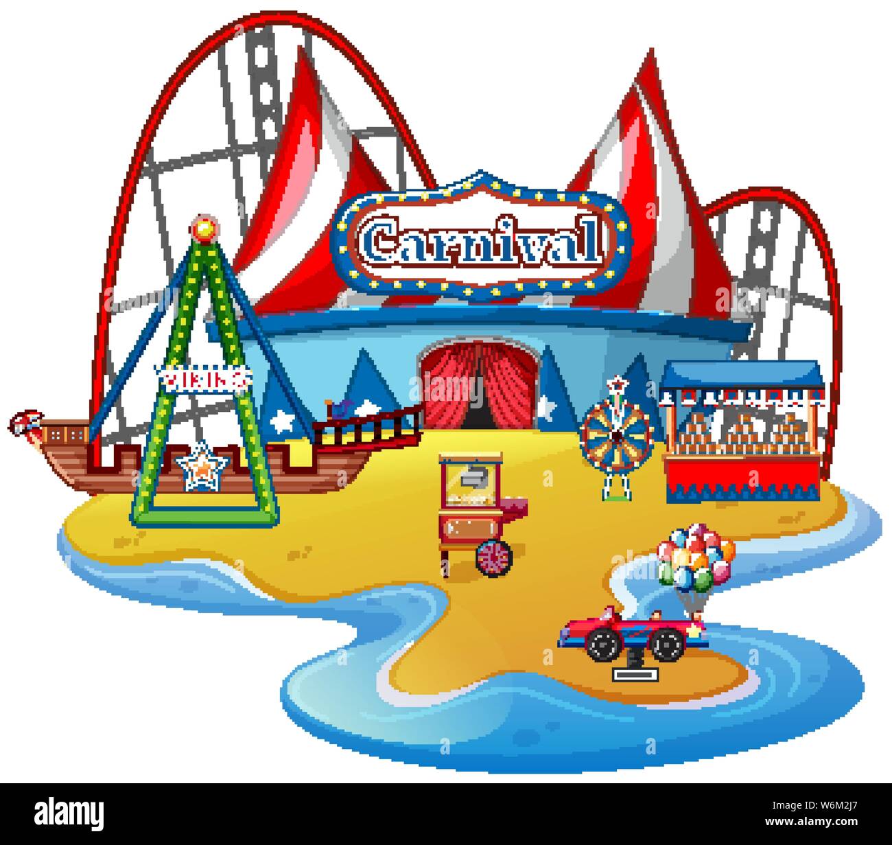 Fun fair theme park on isolated background illustration Stock Vector ...