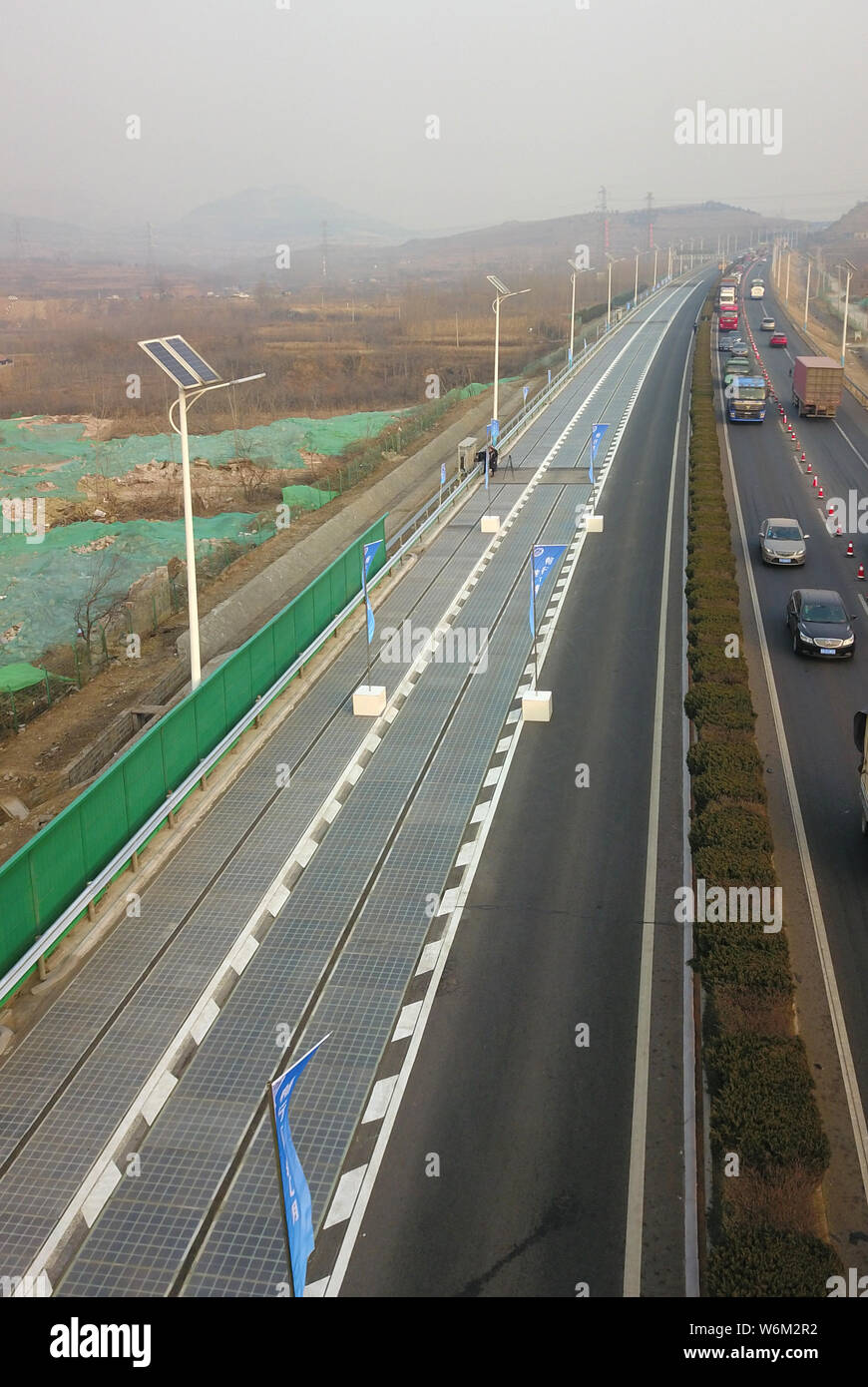 --FILE--Aerial view of solar panels on the world's first photovoltaic ...