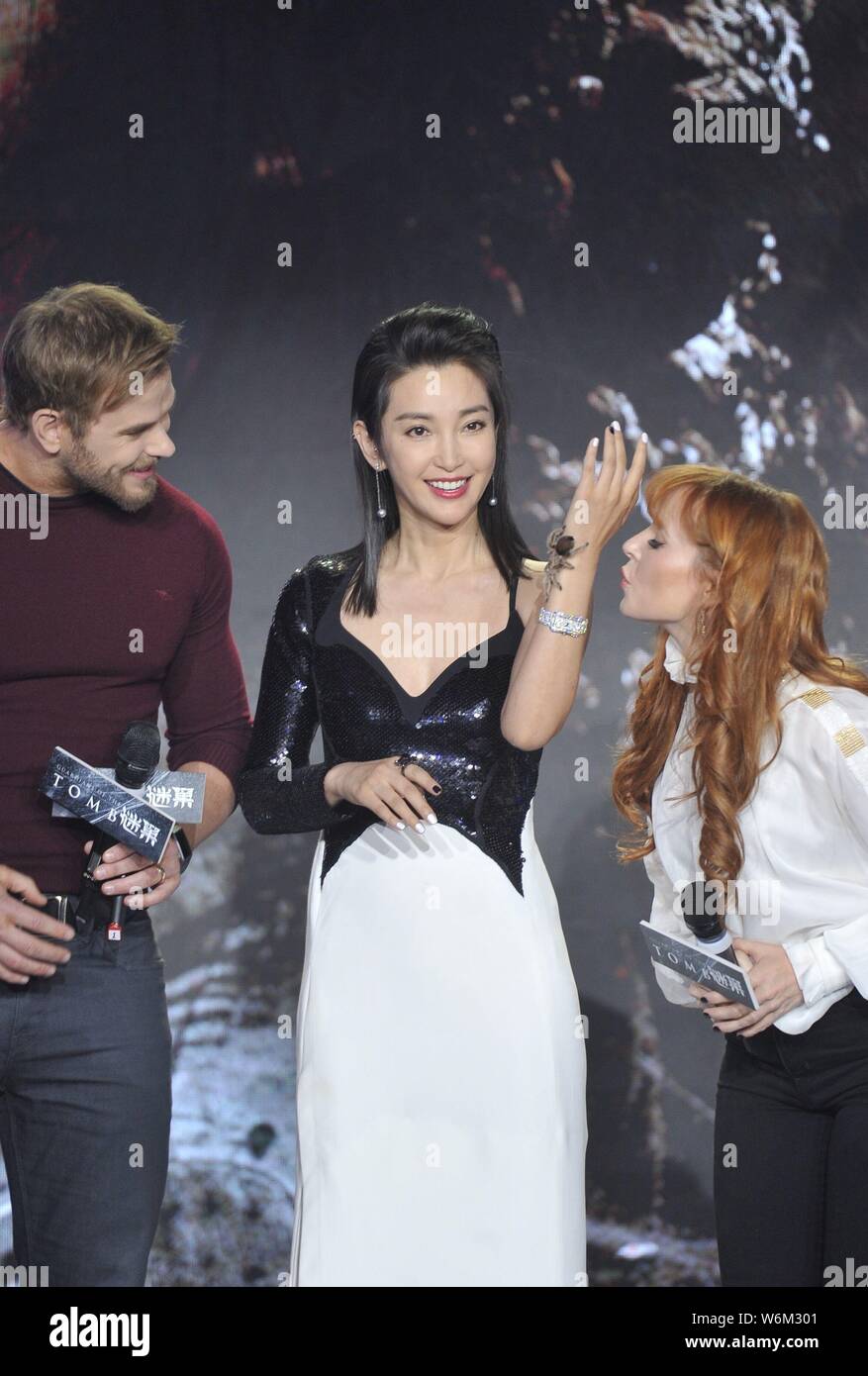 (From left) American model and actor Kellan Lutz, Chinese actress Li ...