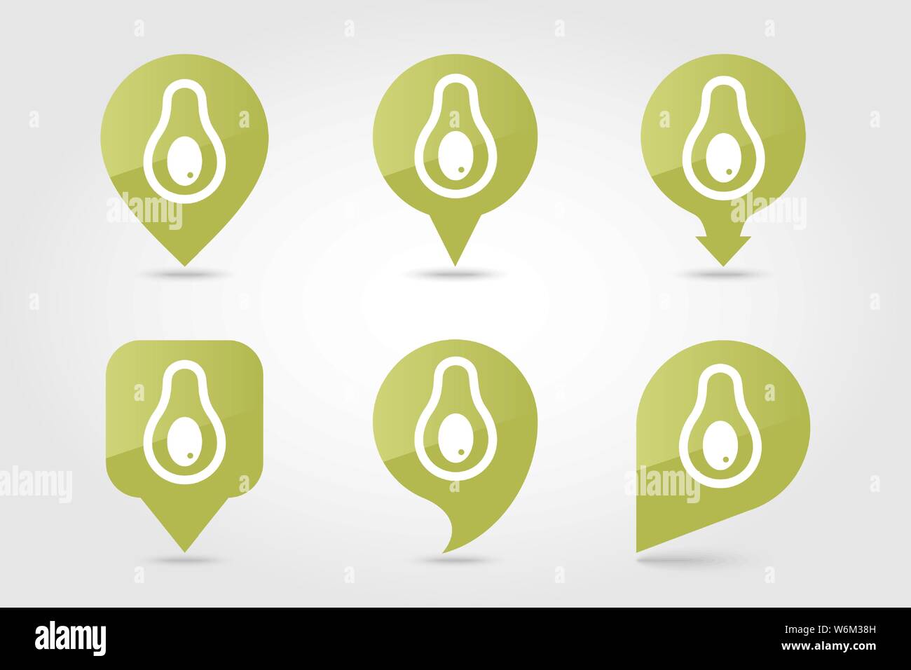 Avocado, alligator pear pin map icon. Avocado fruit sign. Map pointer ...