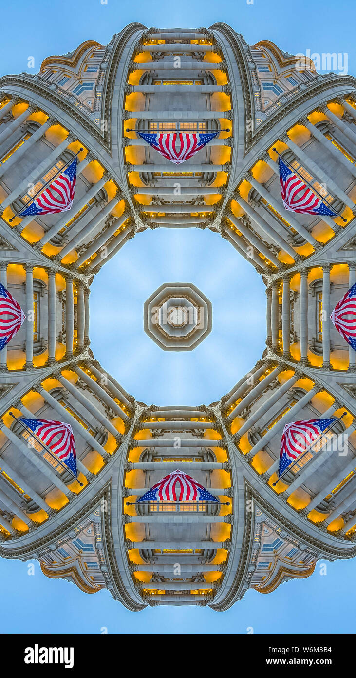 Vertical frame Capital building columns and flags in circle Stock Photo ...