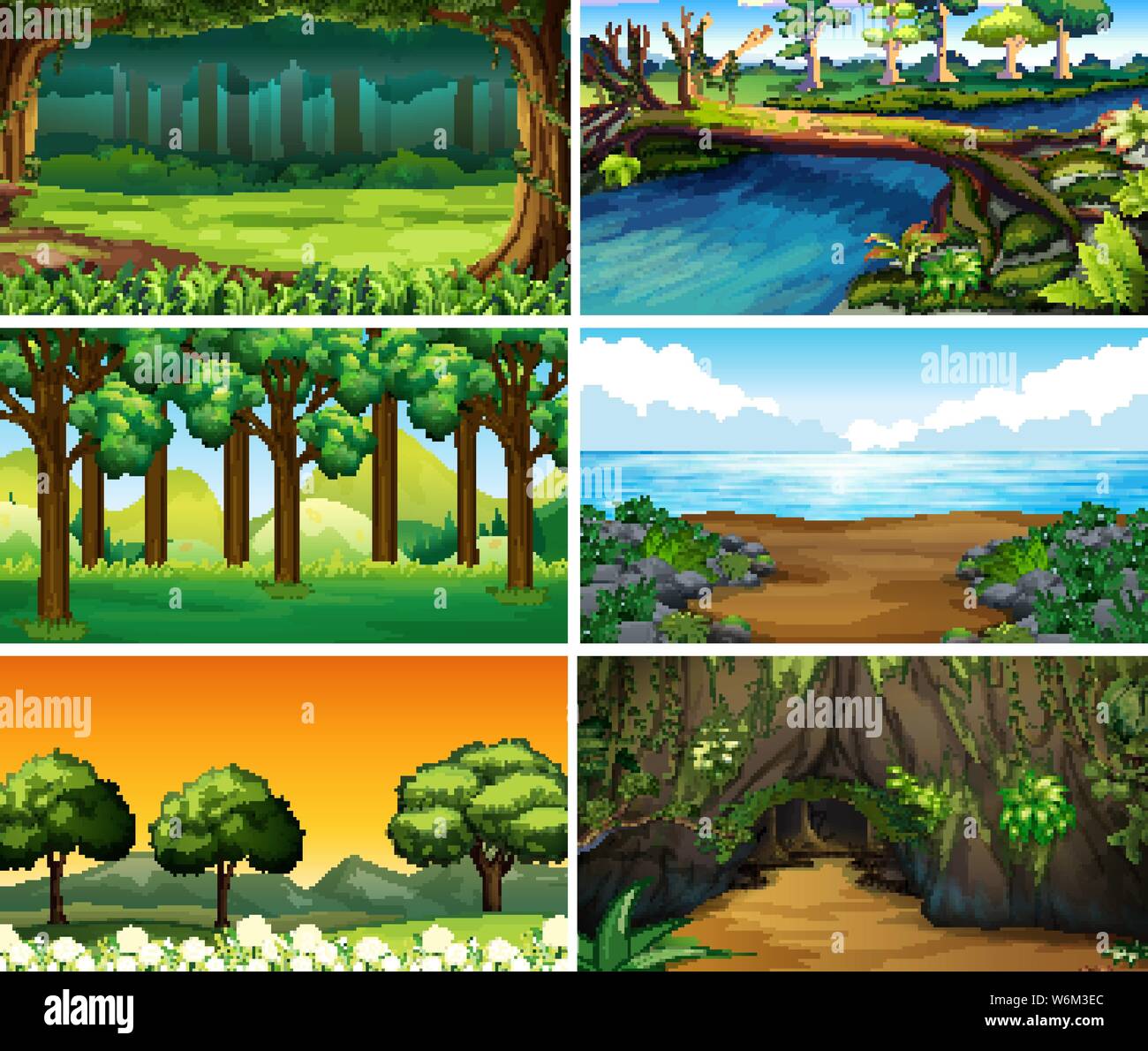 Empty, blank landscape nature scenes illustration Stock Vector Image ...