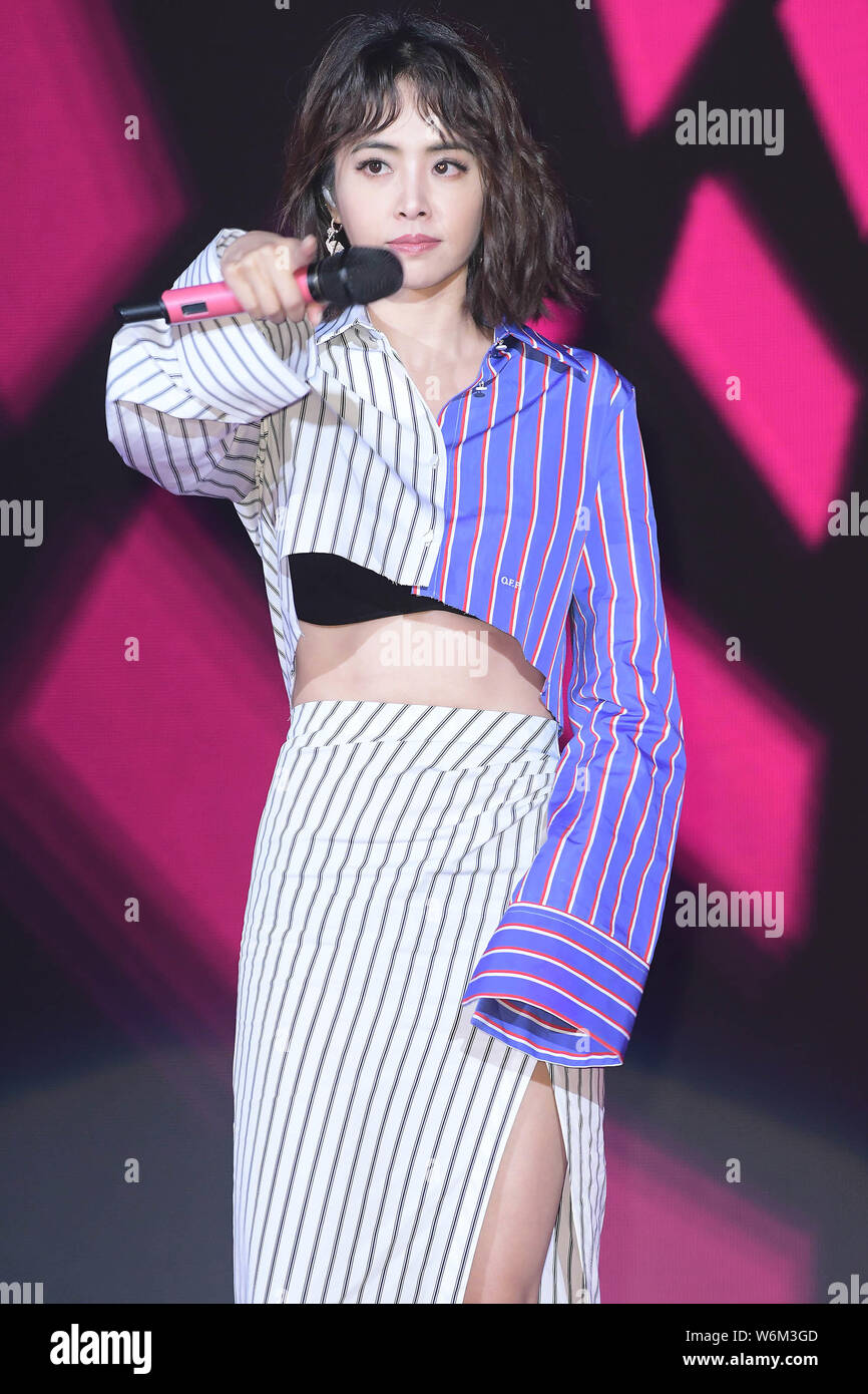 **TAIWAN OUT**Taiwanese singer Jolin Tsai attends the Double PLAY fan ...