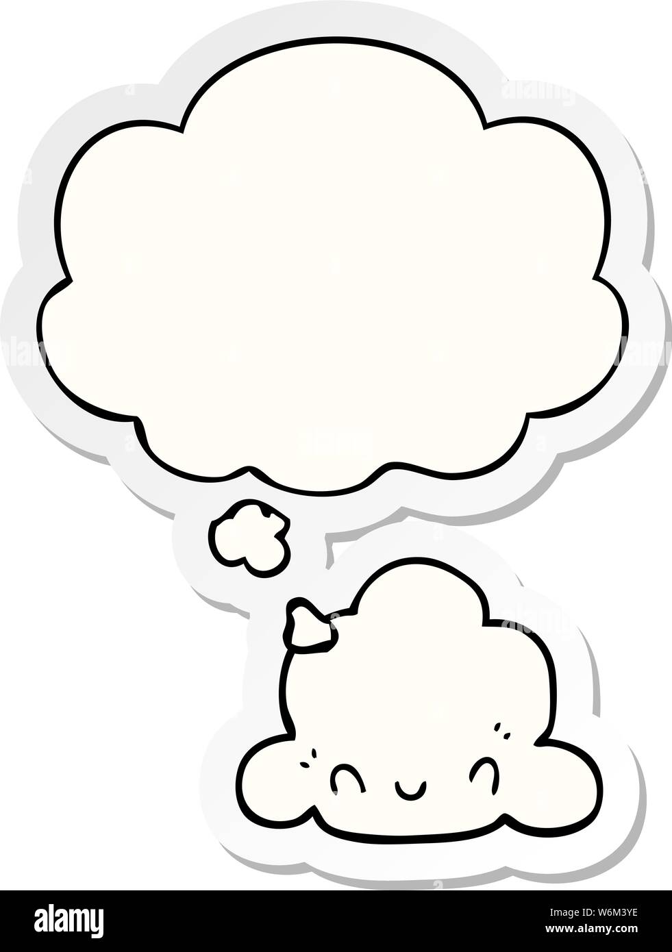cartoon cloud with thought bubble as a printed sticker Stock Vector ...