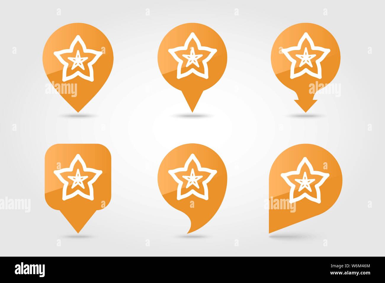 Starfruit Carambola Carom pin map icon. Tropical fruit sign. Map ...