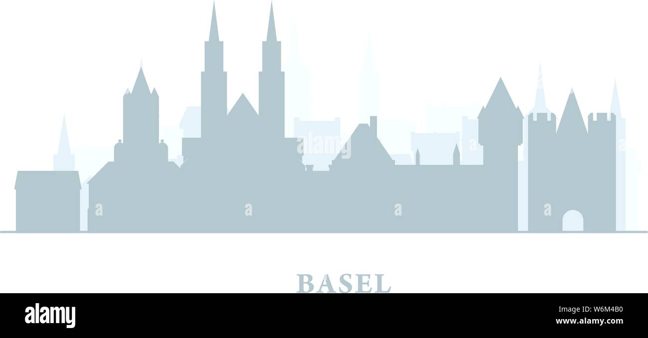 Basel city silhouette, Switzerland - old town skyline, city panorama ...