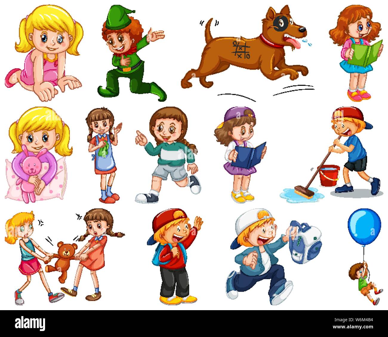Kids in large group acting our varoous roles illustration Stock Vector ...