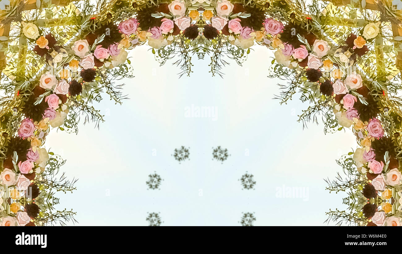 Panorama Circular floral design made from flowers at a wedding in ...