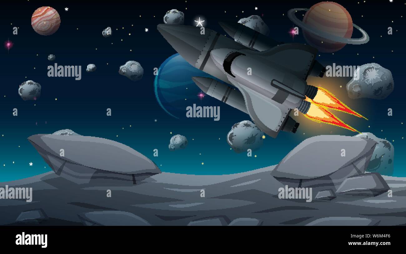 Rocket in space scene illustration Stock Vector Image & Art - Alamy