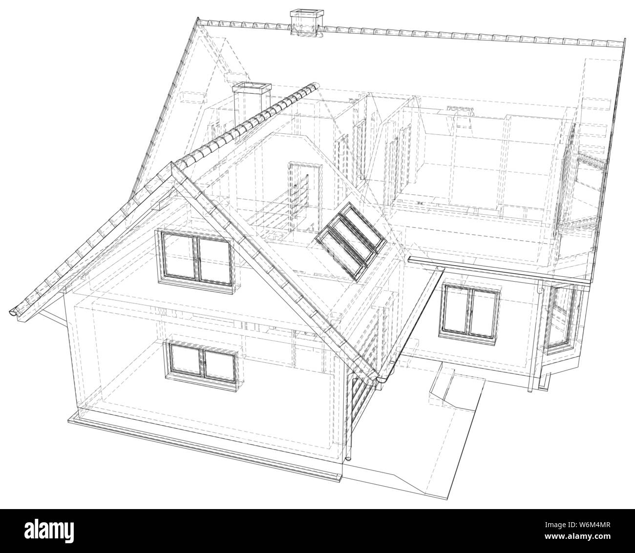 House wire blueprint - isolated over a white background Stock Vector ...