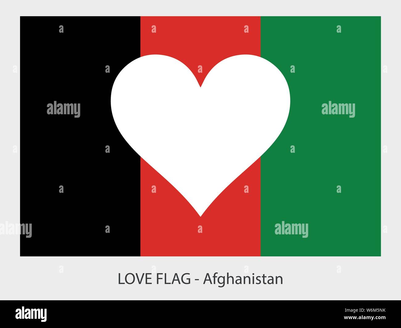 I love Afghanistan, vector flag with heart sign symbolizing love for ...