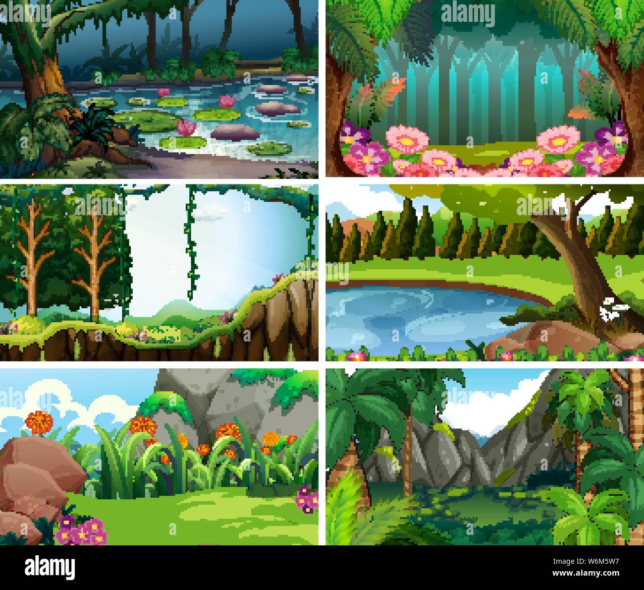 Empty, blank landscape nature scenes illustration Stock Vector Image ...