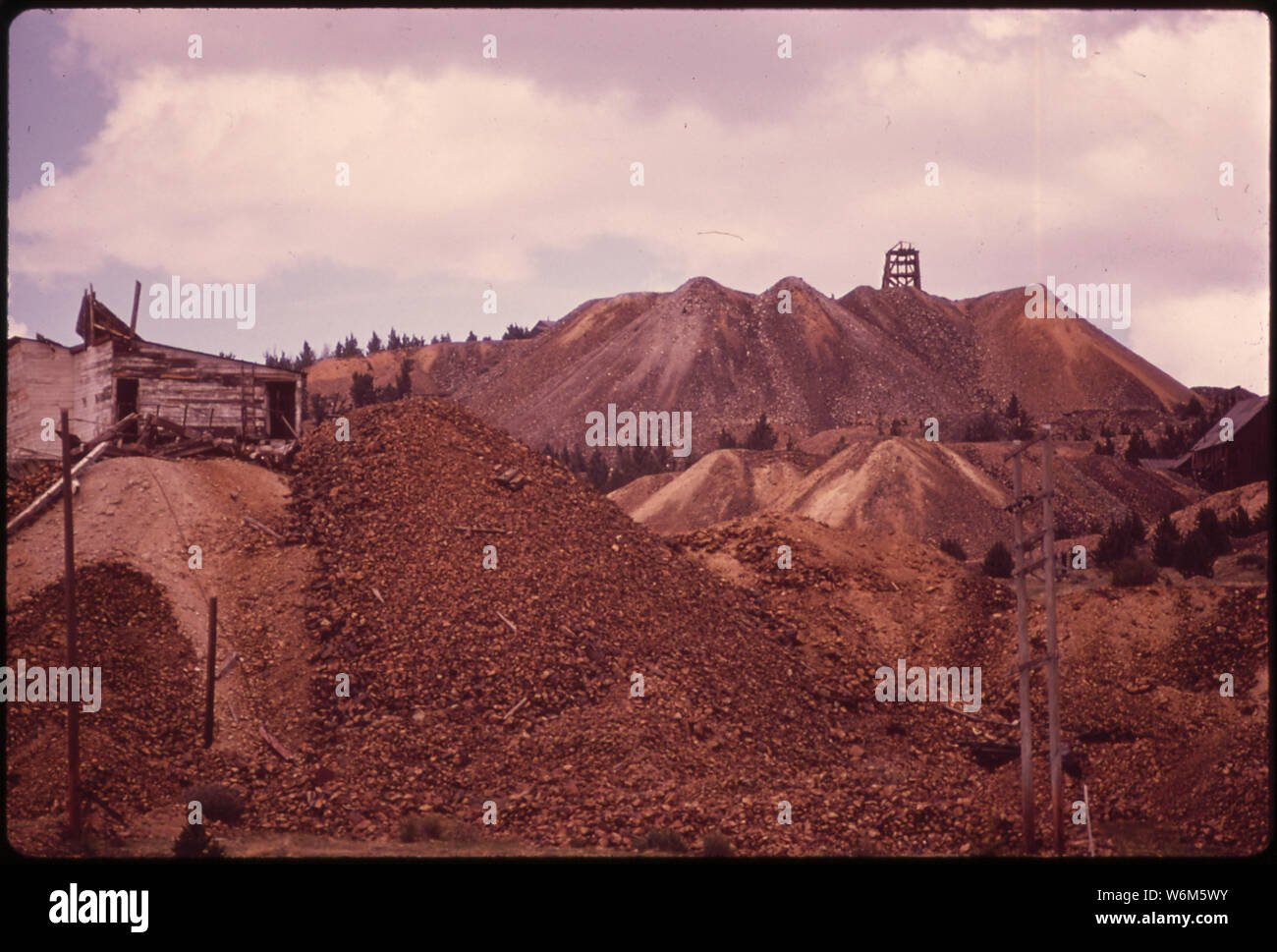 TAILINGS PILE FROM GOLD MILL WHICH WAS ABANDONED IN THE 1930's Stock ...