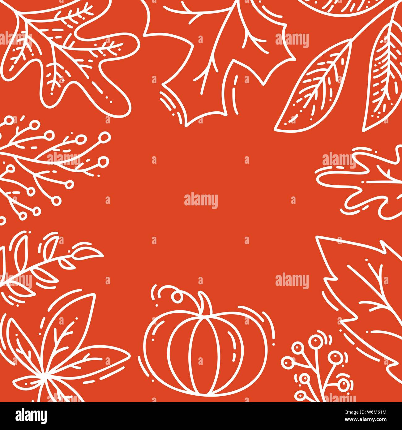 Vector illustration autumn background, tree leaves, orange backdrop ...
