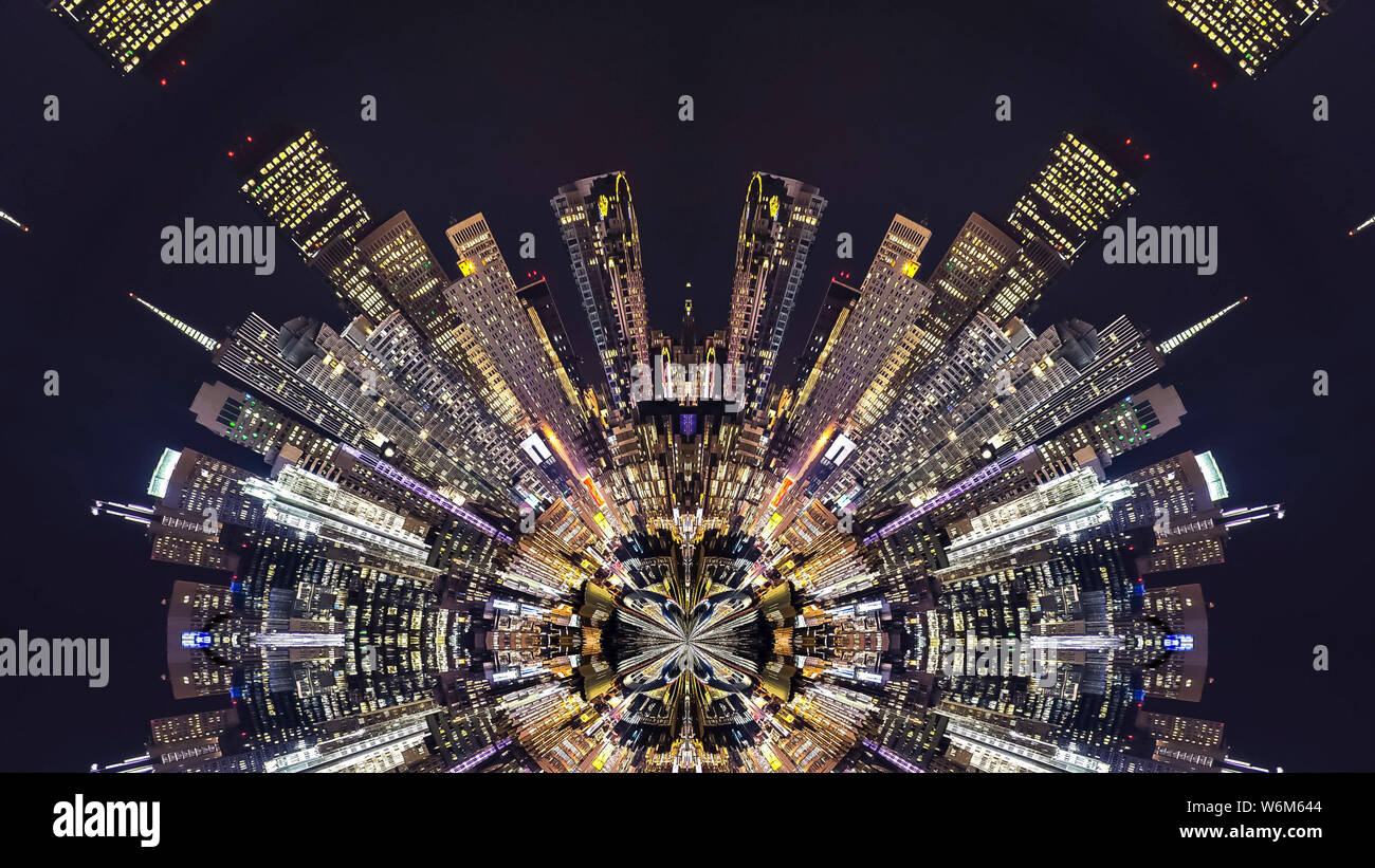 Panorama Radial shape with night San Francisco skyline Stock Photo - Alamy