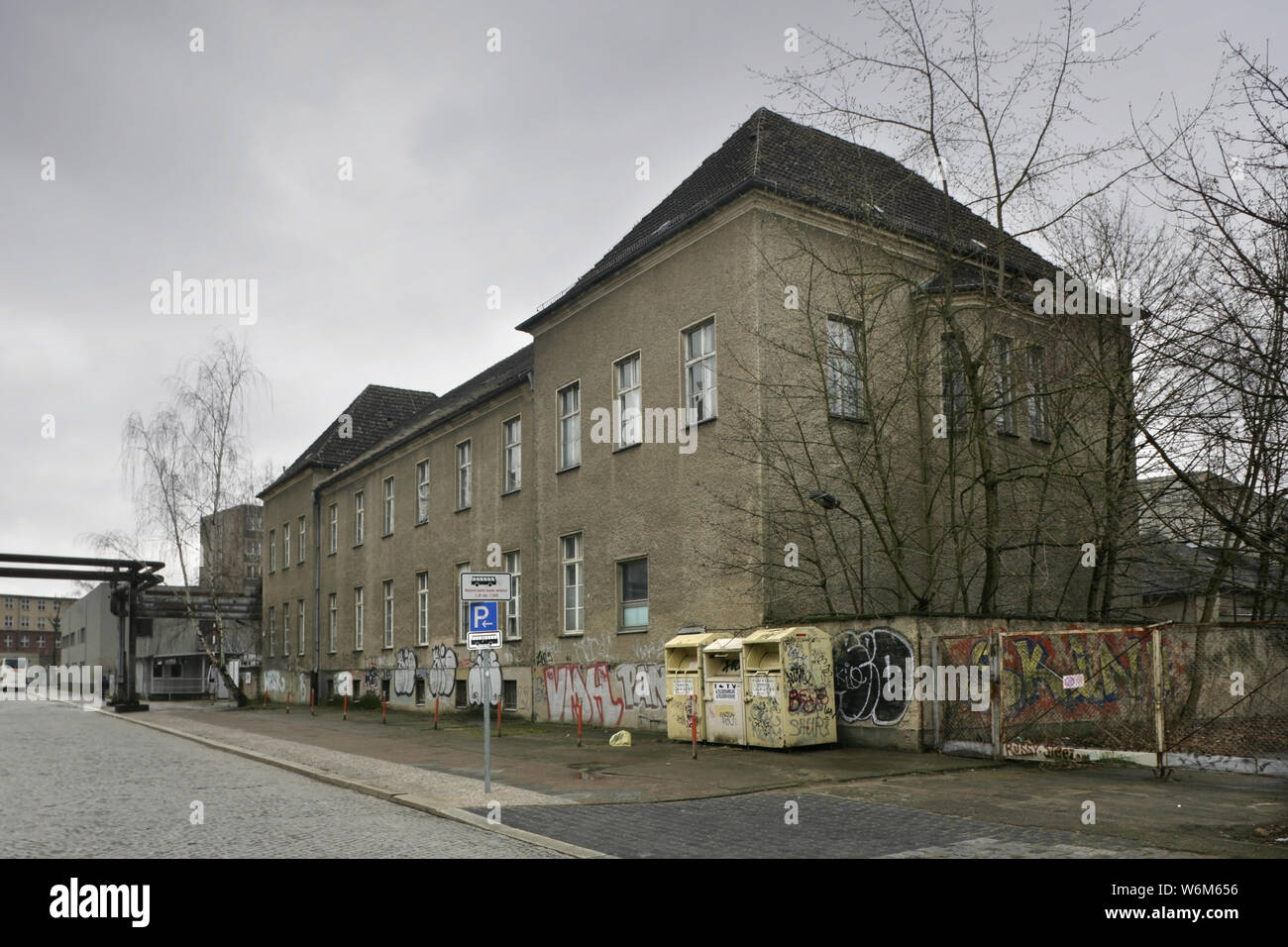 Buildings in the Stasi HQ buildings complex, Hohenschonhausen, Berlin ...