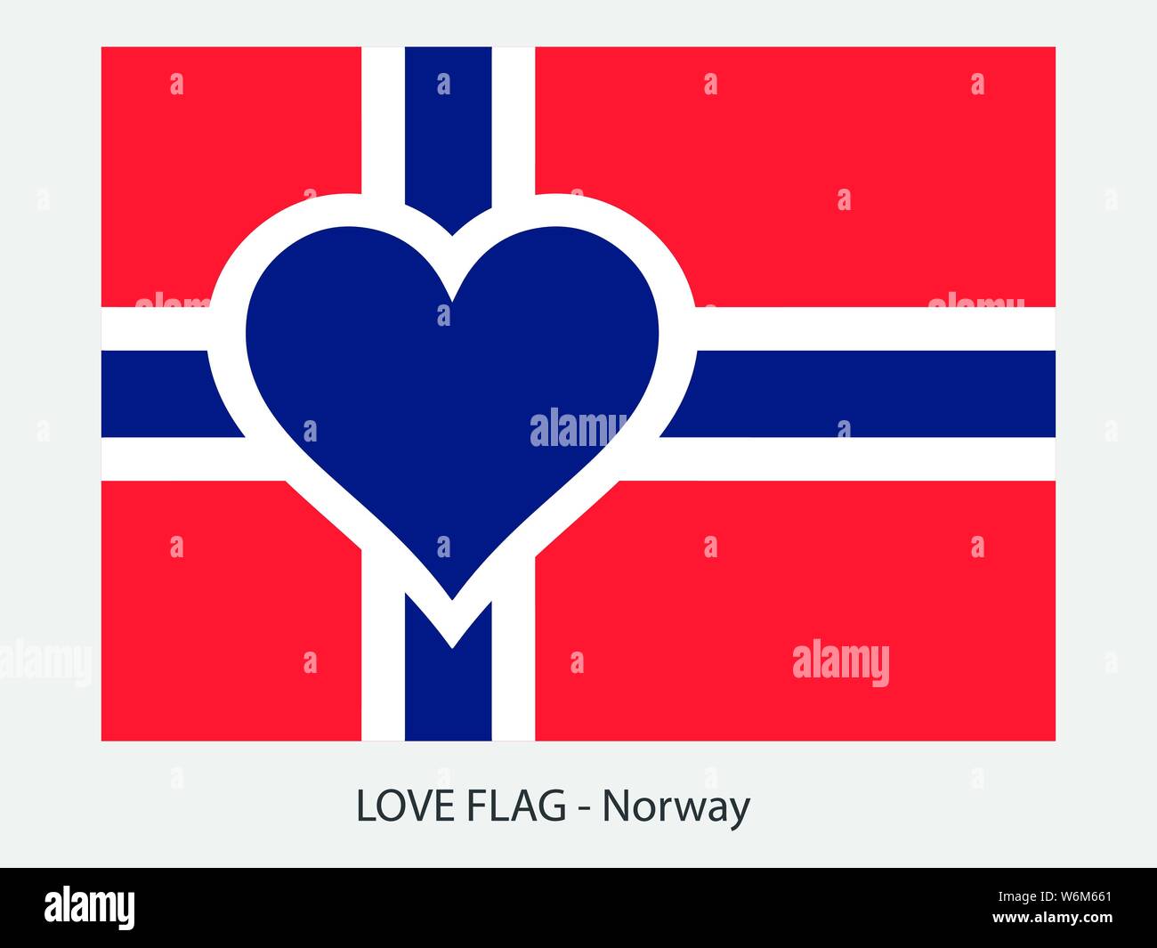 I love Norway, vector flag with heart sign symbolizing love for that ...