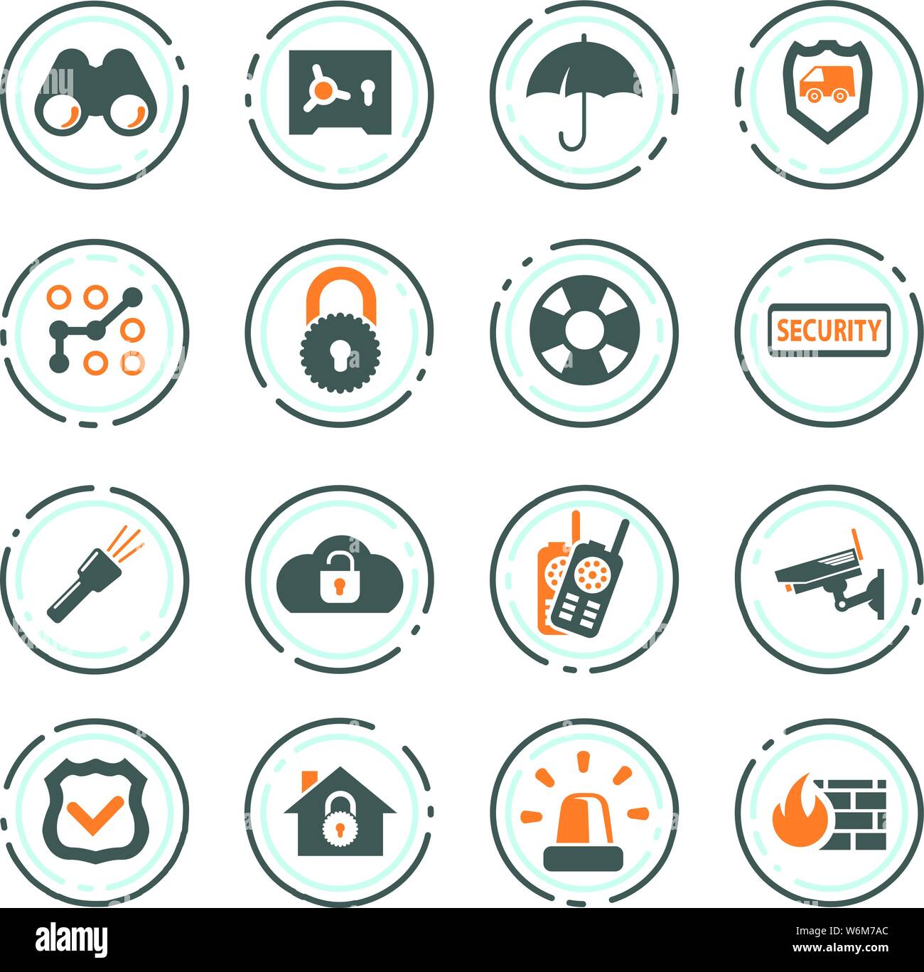 Security and protection vector icons for user interface design Stock ...