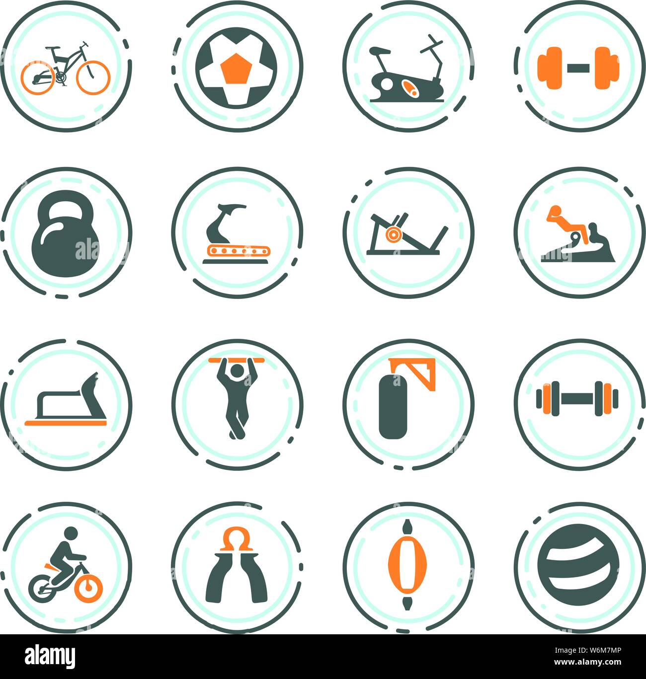 Sport equipments color vector icons for user interface design Stock ...