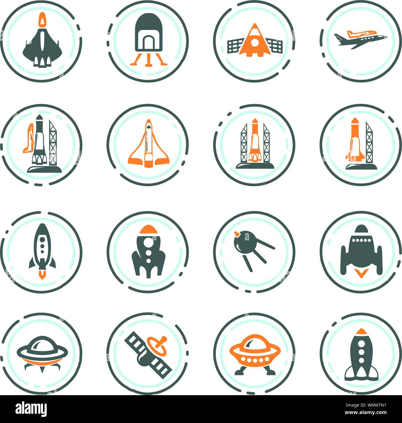 Space platform color vector icons for user interface design Stock ...
