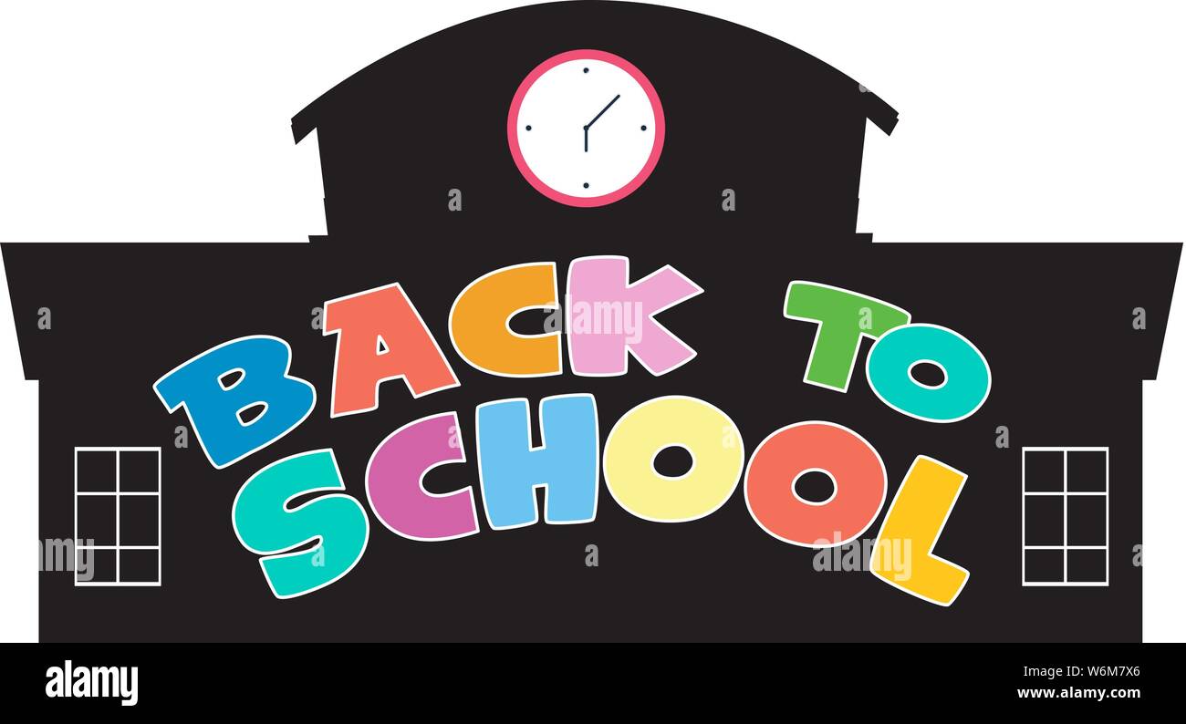 Back to school template with school building illustration Stock Vector ...