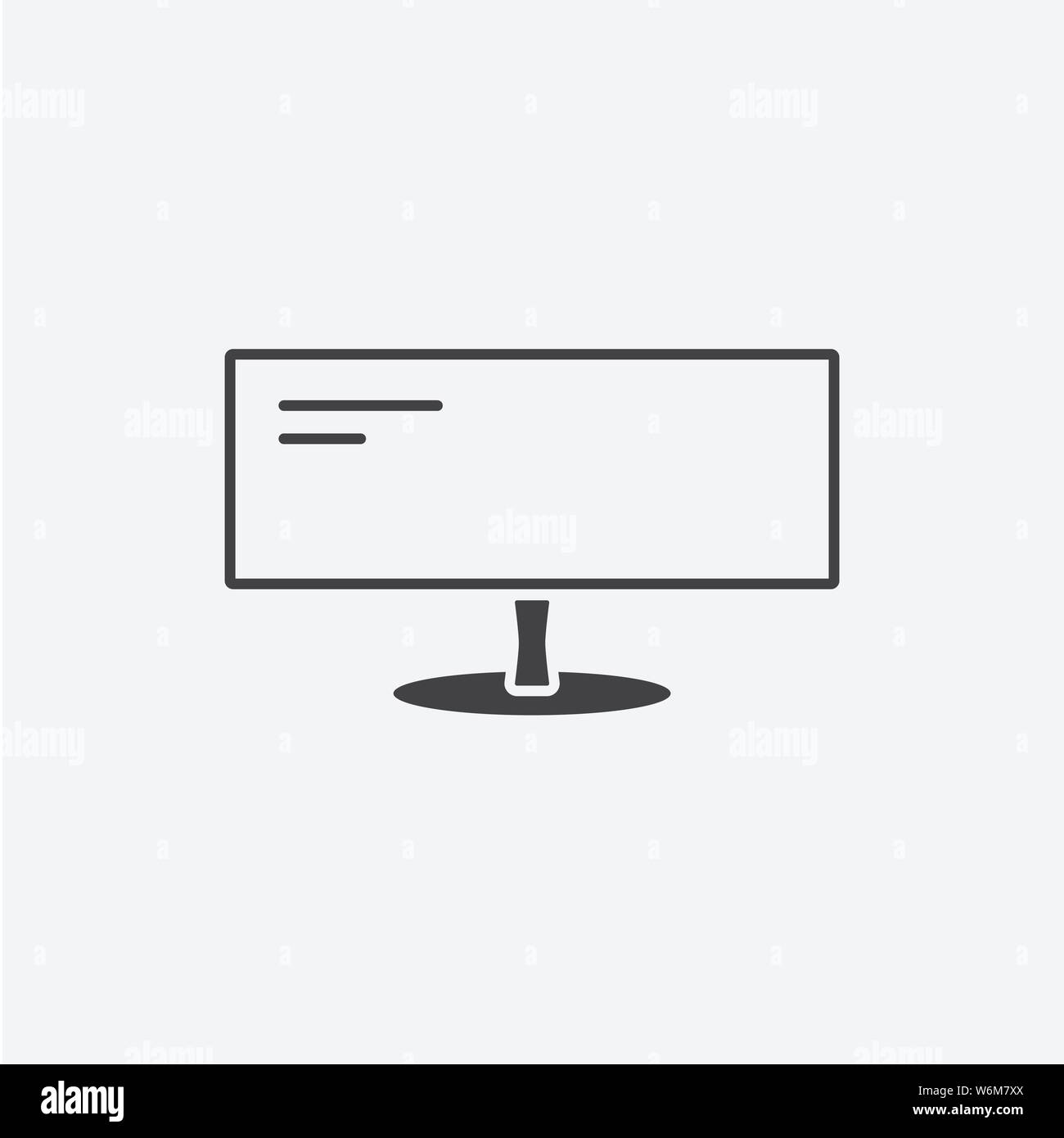 Ultra Wide Monitor glyph icon. Monochrome style design simple element ...