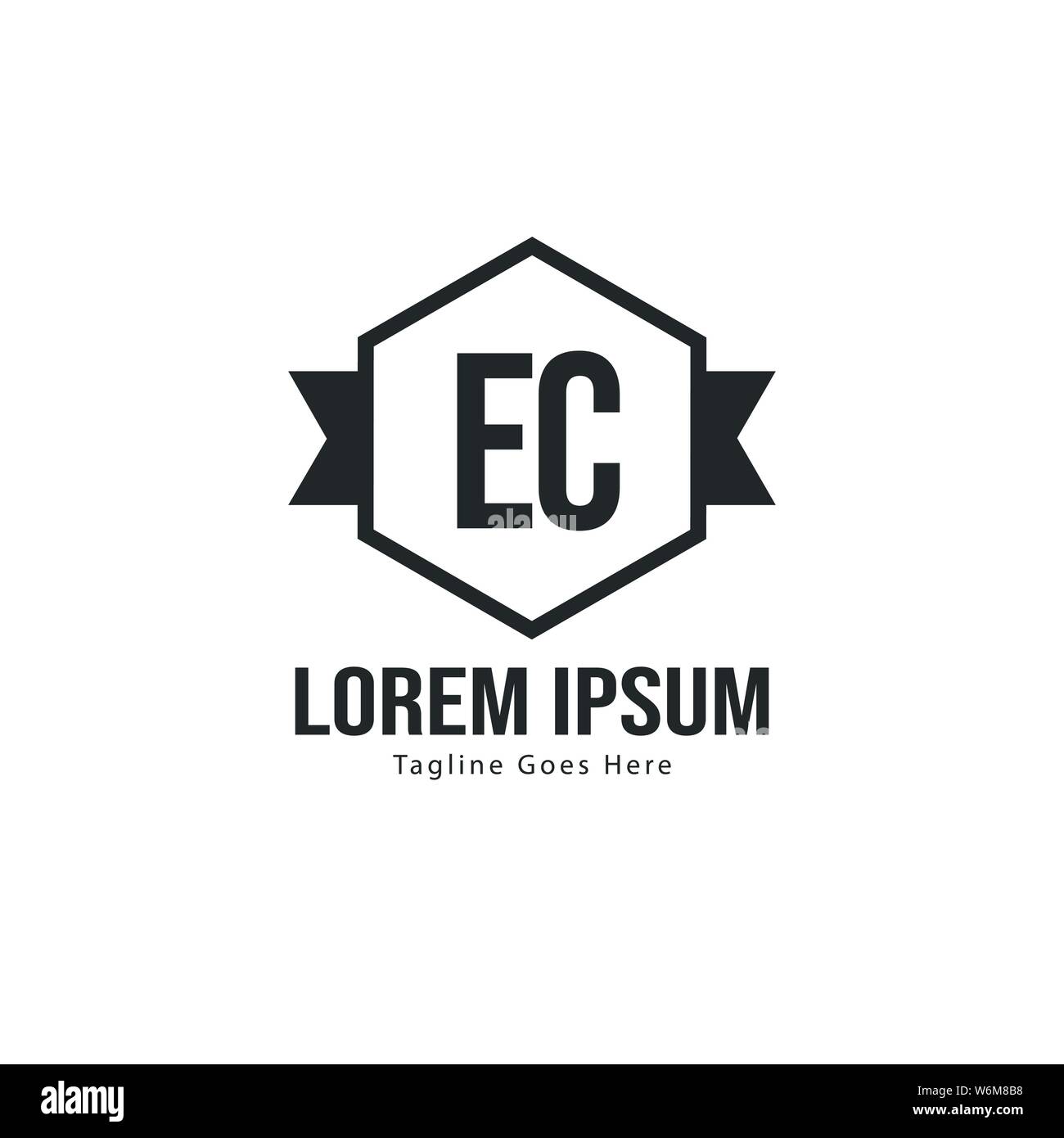 Initial EC logo template with modern frame. Minimalist EC letter logo ...
