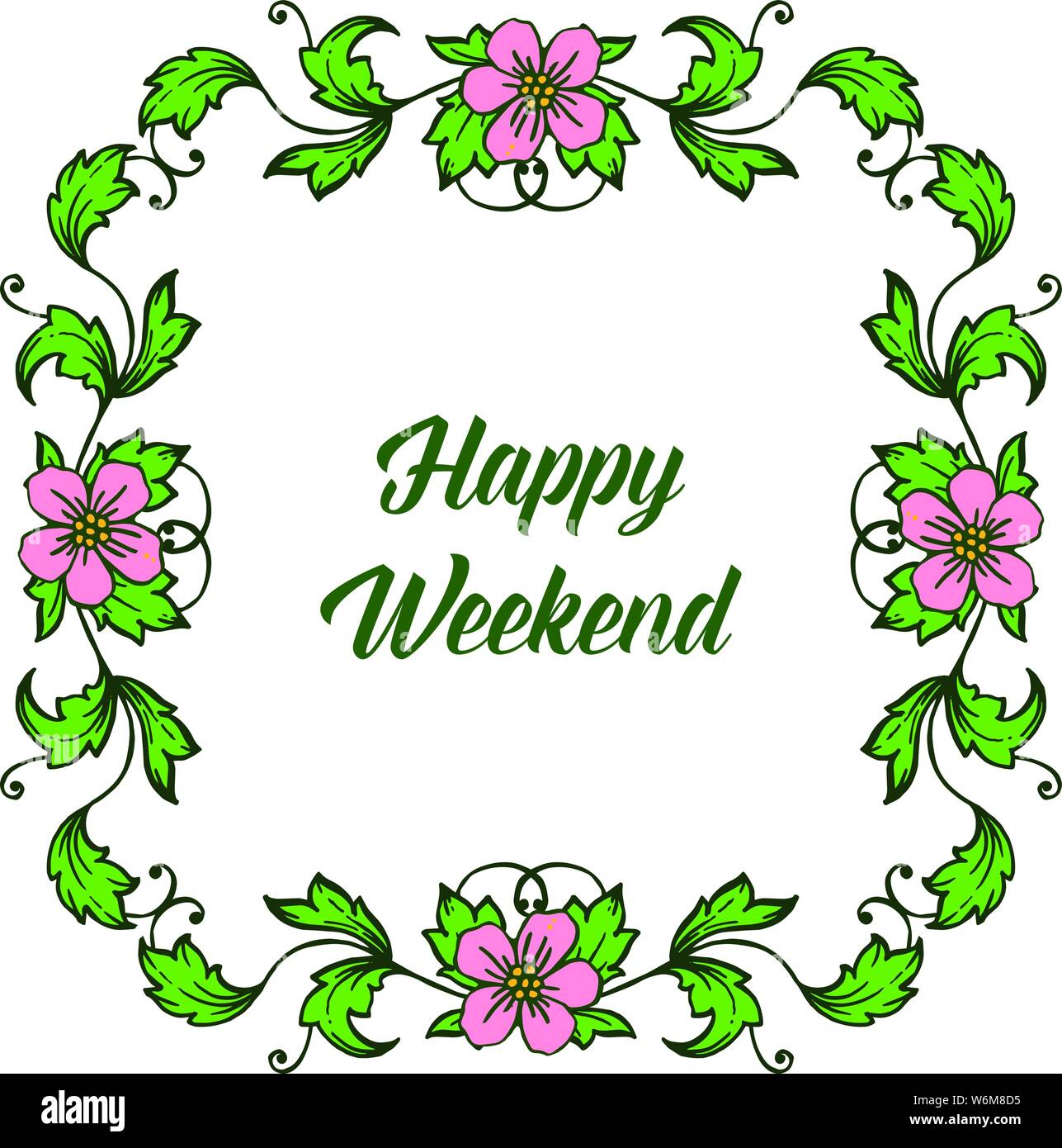 Happy weekend letter with pattern white background, texture of pink ...