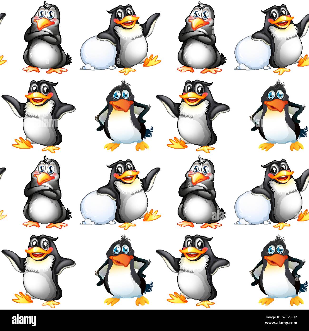 Seamless pattern tile cartoon with penguins illustration Stock Vector ...