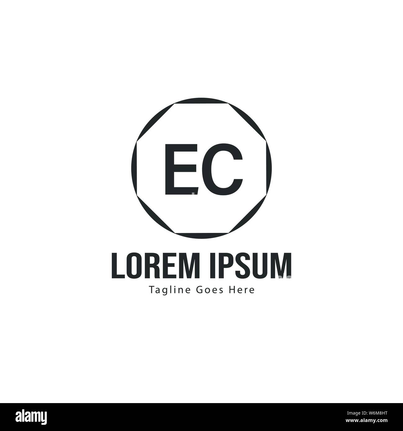Initial EC logo template with modern frame. Minimalist EC letter logo ...