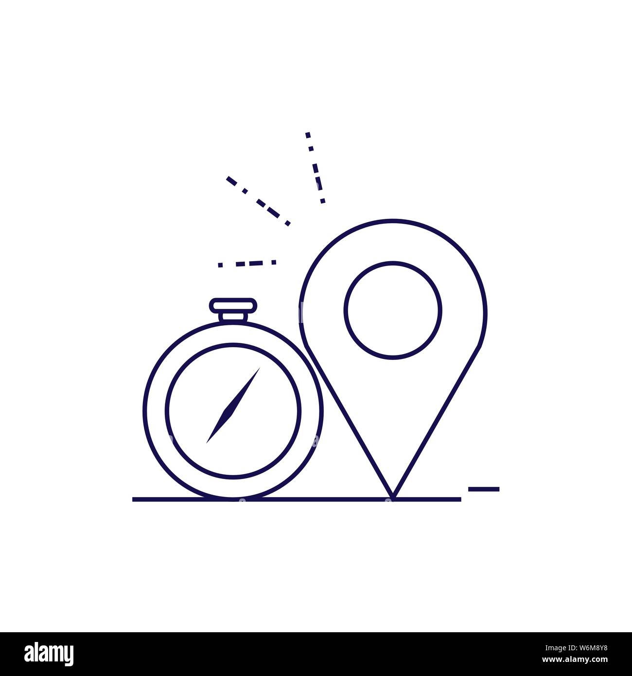 compass guide device with pin location vector illustration design Stock ...