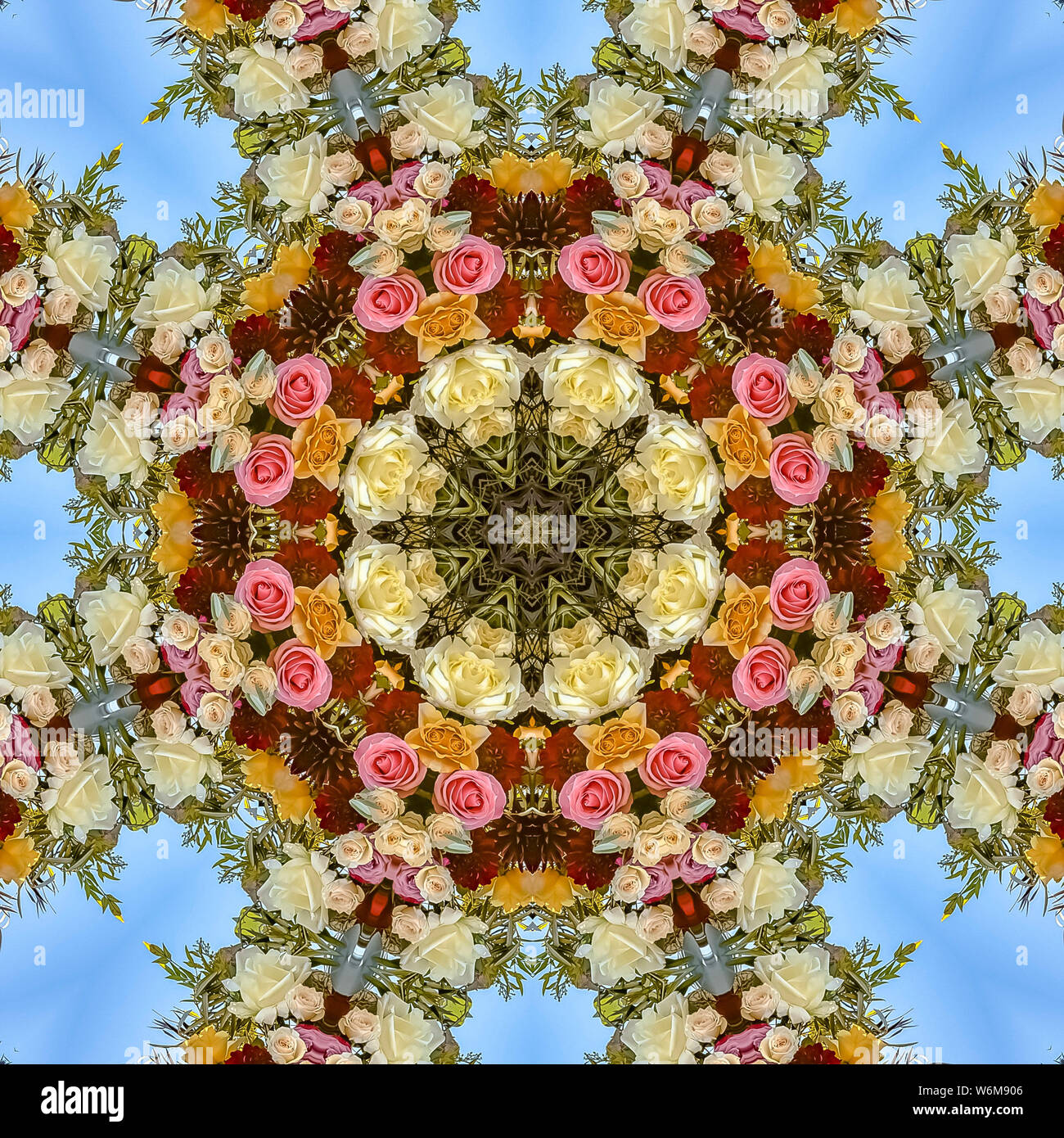 Square frame Interesting display of flowers in circular arrangement at ...