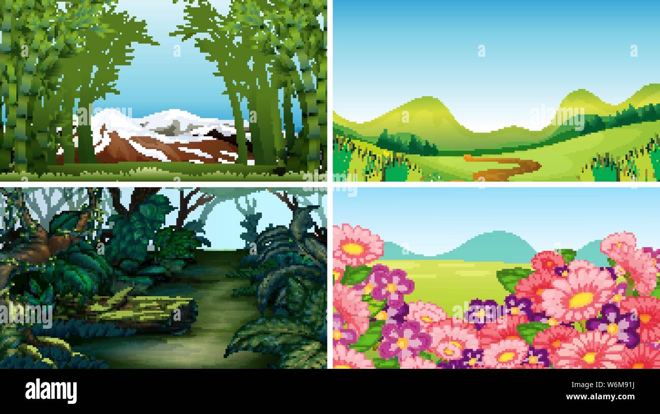 Empty, blank landscape nature scenes illustration Stock Vector Image ...