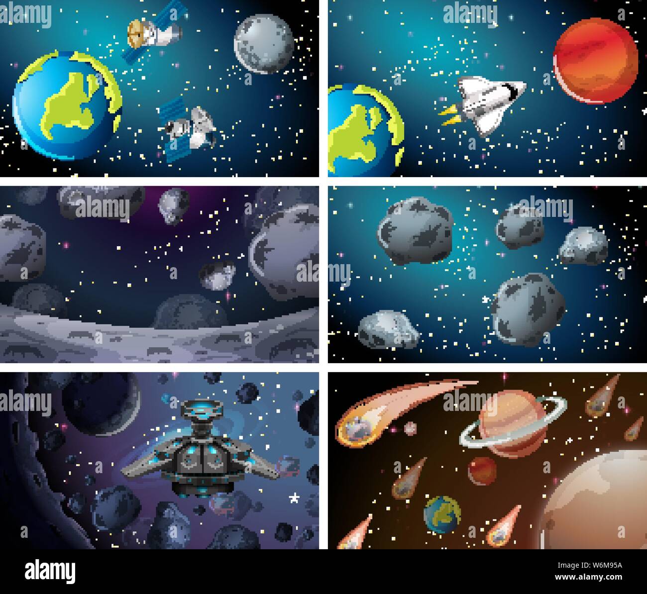 Different space scene sets illustration Stock Vector Image & Art - Alamy