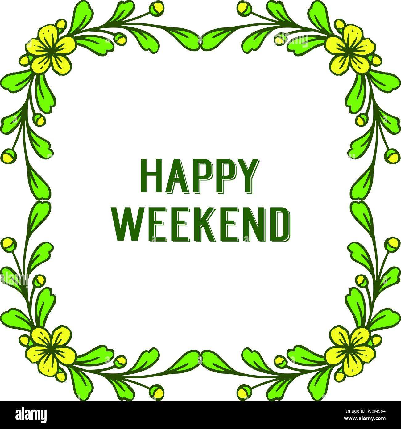 Various shape greeting card, happy weekend, with decoration cute of ...