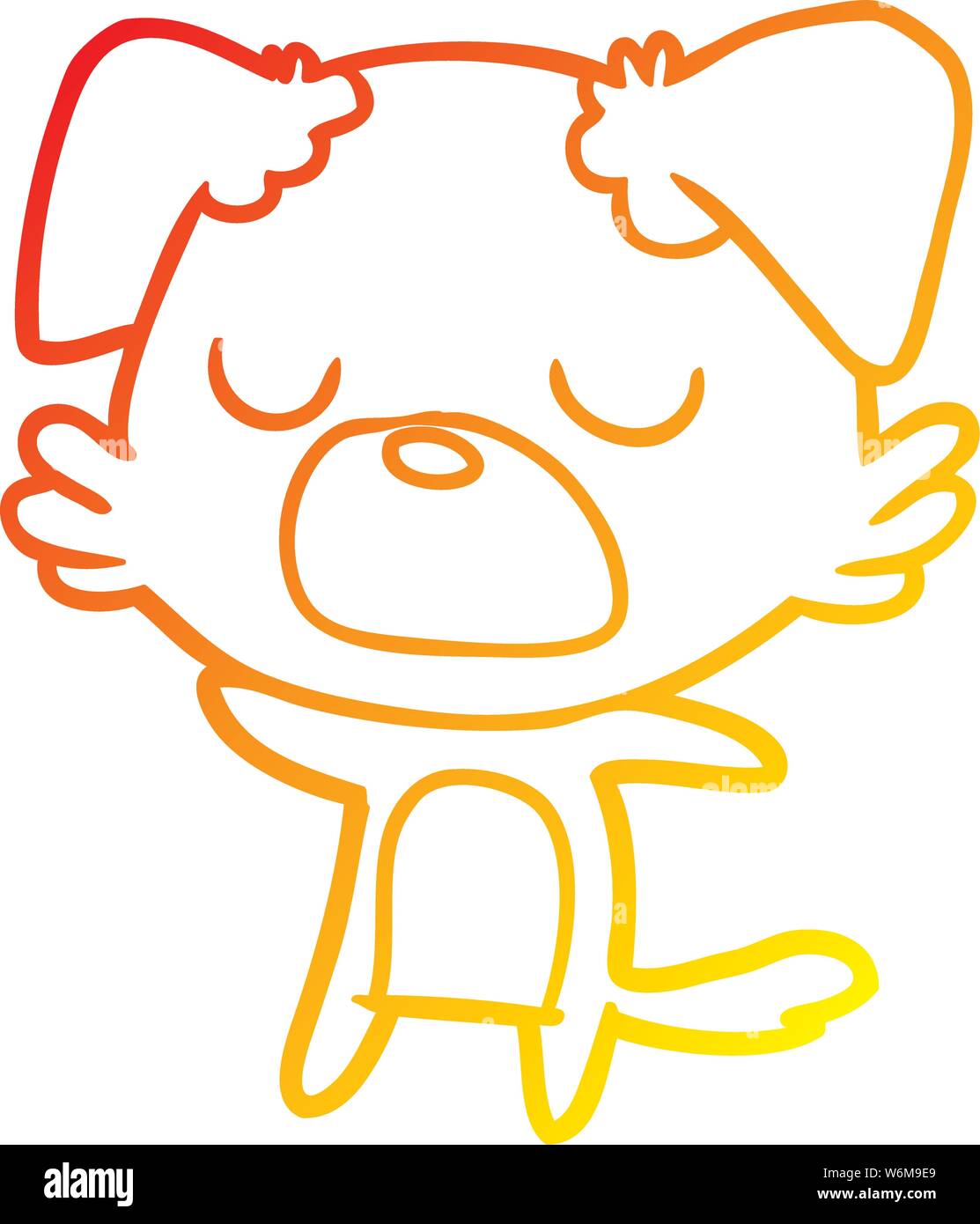warm gradient line drawing of a cartoon dog Stock Vector Image & Art ...