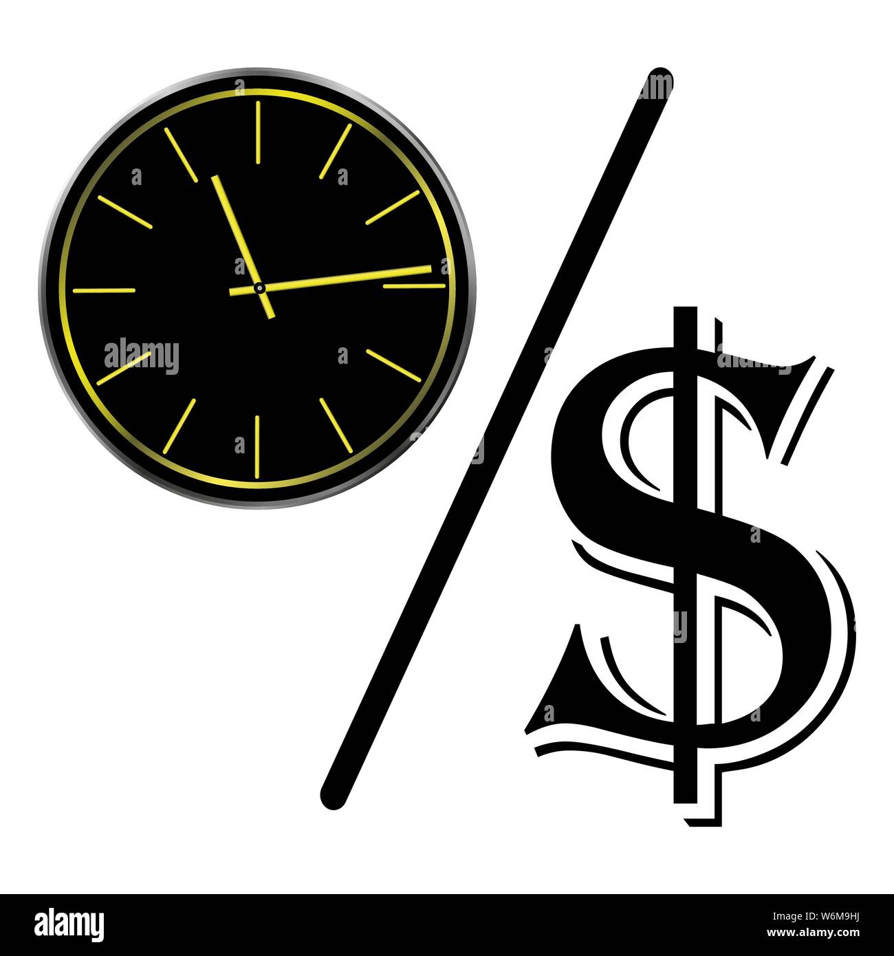 Time is money, clock face, dollar sign, isolated, white. vector Stock ...