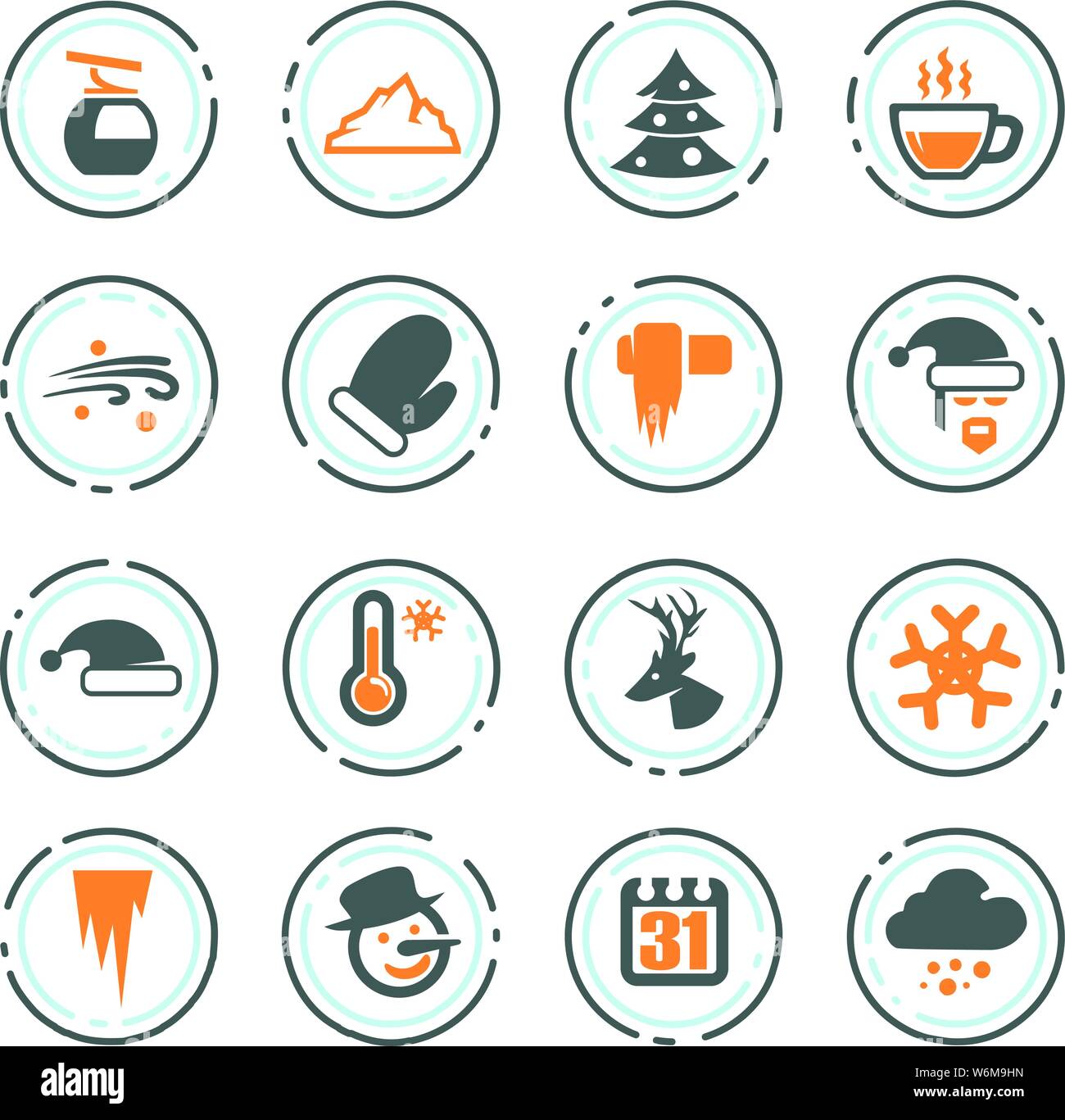 Winter easy color vector icons for user interface design Stock Vector ...