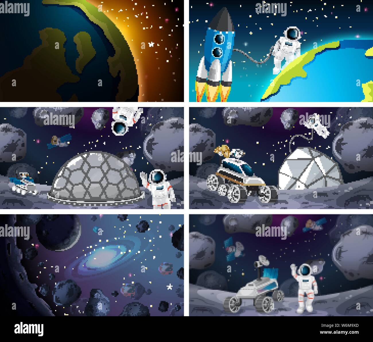 Huge space scene set illustration Stock Vector Image & Art - Alamy