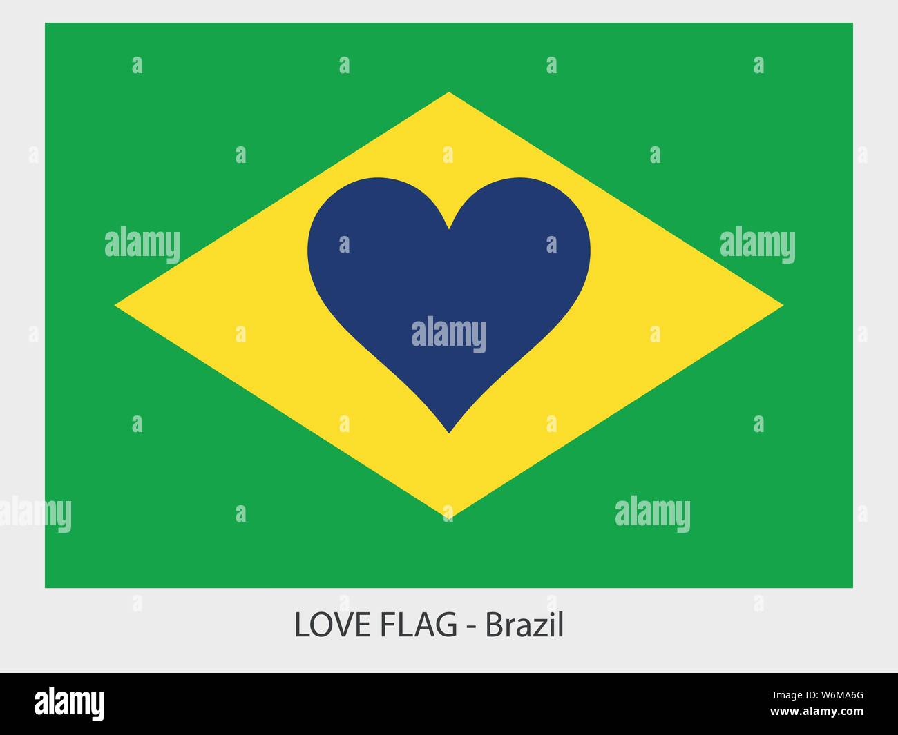 I love Brazil vector flag with heart sign symbolizing love for that ...