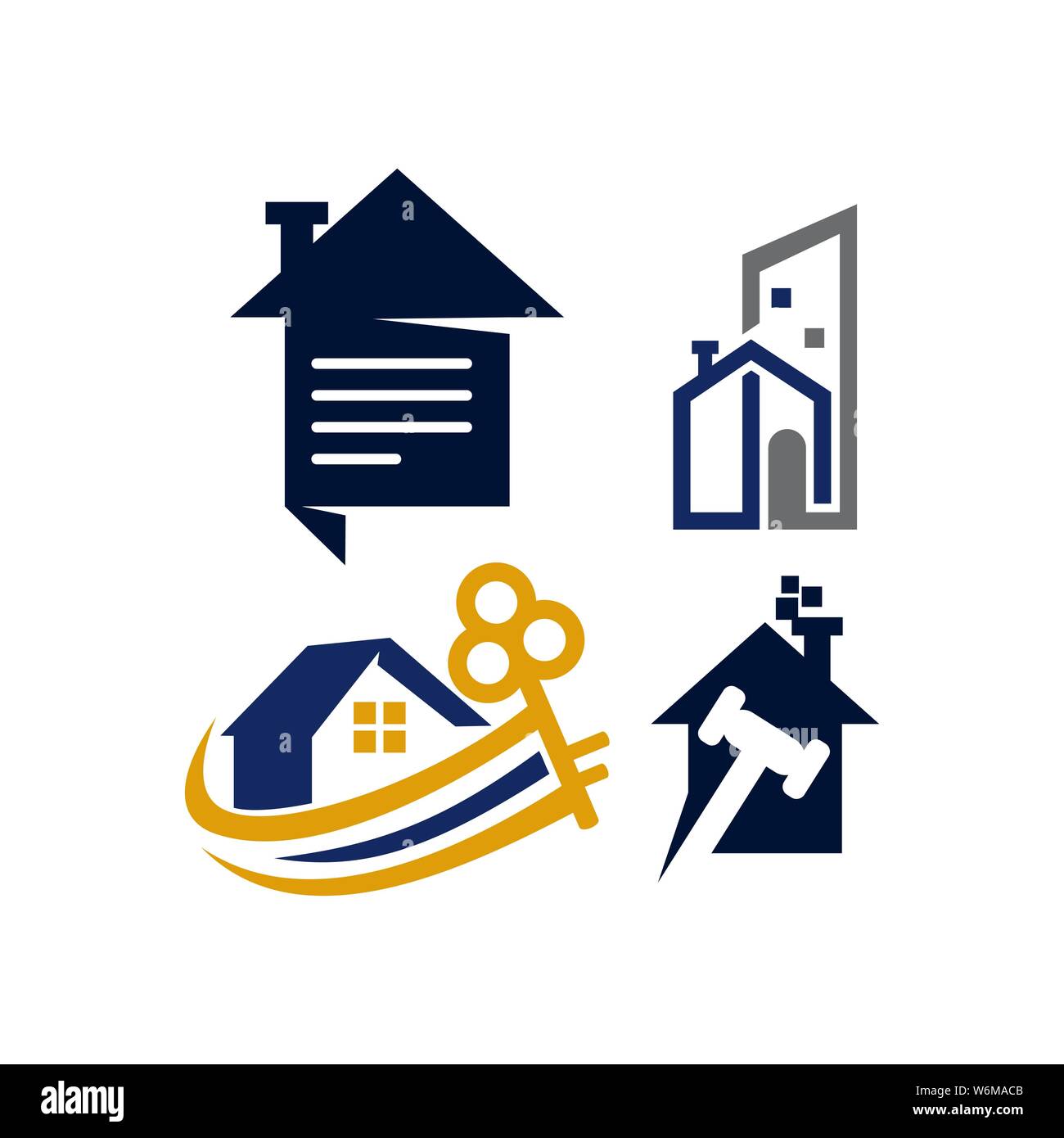 Real Estate Home Property Design Template Vector Set Stock Vector Image ...